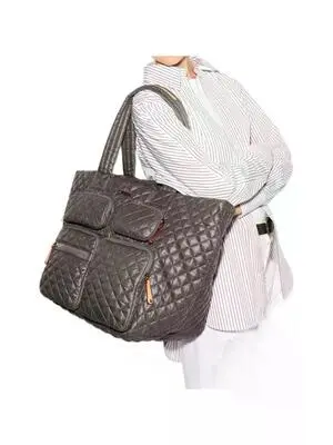 Mz Wallace Large Metro Travel Quilted Tote Bag - Grey