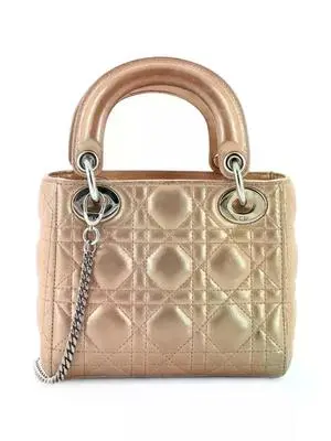 Dior Lady Chain Bag Cannage Quilt Iridescent Leather Mini Satchel - Neutrals