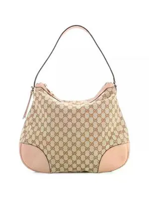 Gucci Bree Gg Canvas With Leather Large Hobo Bag - Pink