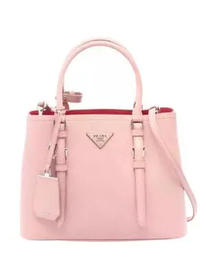Prada 2010-2026 Small Saffiano Cuir Double Handle Satchel - Pink