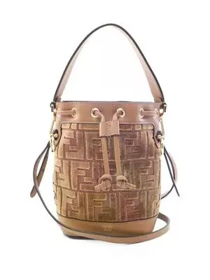 Fendi 2000-2010 Mini Zucca Canvas Mon Tresor Bucket Bag Satchel - Brown