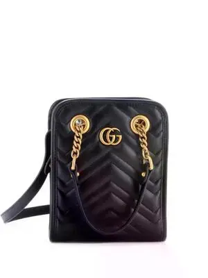 Gucci Gg Marmont Handle Matelasse Leather Mini Crossbody Bag - Black