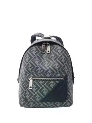 Fendi 2020-2026 Small Zucca Coated Canvas Chiodo Diagonal Backpack - Blue