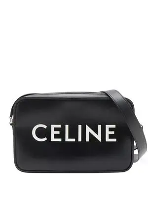 Celine 2000-2026 Smooth Calfskin Logo Messenger Bag Crossbody Bag - Black