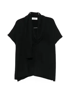 LISA YANG Jordana Scarf-detail Short-sleeve Sweater - Black