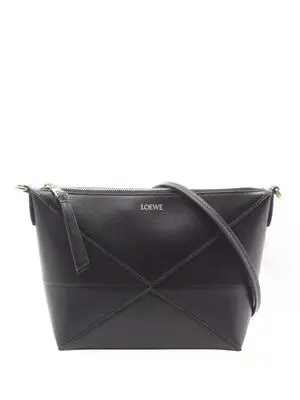 Loewe 2010-2026 Leather Puzzle Fold Pouch Shoulder Bag - Black