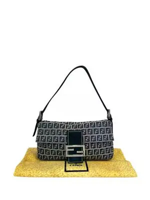 Fendi 2000-2010 Zucchino Canvas Baguette Shoulder Bag - Grey