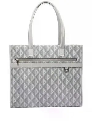 Dior 2021-2026 Large Cd Diamond Coated Canvas Safari Tote Bag - Grey