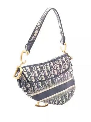 Dior 2010-2026 Oblique Embroidered Canvas Saddle Bag Shoulder Bag
