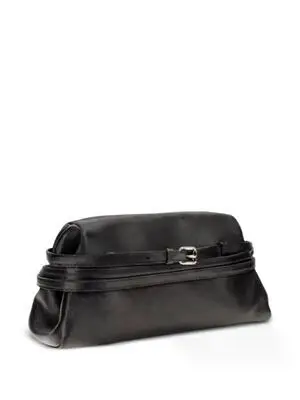 Moschino Buckle-detail Leather Clutch Bag - Black