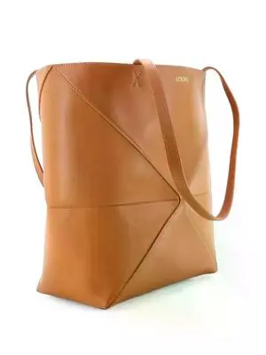 Loewe Puzzle Fold Leather Medium Tote Bag - Brown