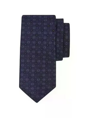 FERRAGAMO Micro Pattern Silk Neck Ties - Blue