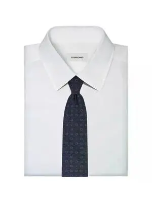 FERRAGAMO Micro Pattern Silk Neck Ties - Blue
