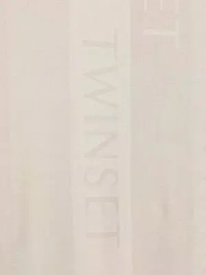 TWINSET Logo-print Frayed Scarf - Neutrals