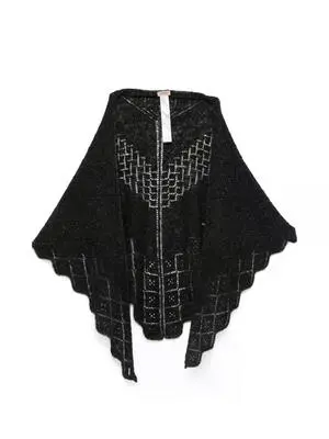 TWINSET Geometric-knit Scalloped Scarf - Black