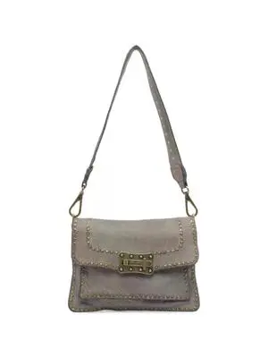CAMPOMAGGI Agnese Stud-embellished Leather Shoulder Bag - Grey