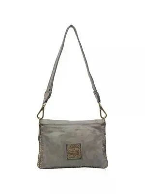 CAMPOMAGGI Stud-embellished Leather Shoulder Bag - Grey