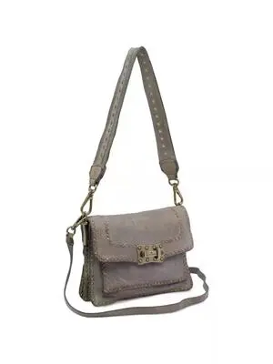 CAMPOMAGGI Stud-embellished Leather Shoulder Bag - Grey