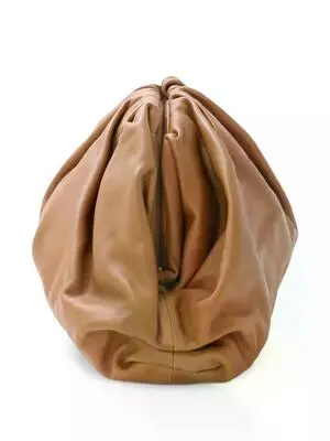 Bottega Veneta Leather Pouch Ruched Clutch Bag - Brown