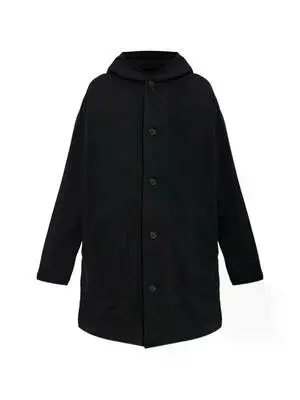 Yohji Yamamoto Button-up Hooded Cardigan - Black