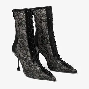 JIMMY CHOO Scarlett Ankle Boot 95 Lace And Nappa Leather Ankle Boot