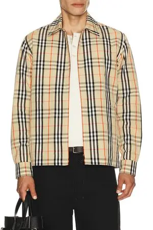 Burberry Ollie Zip Shirt In Beige