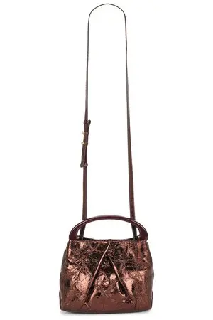 Dries Van Noten Small Resin Handle Fold And Crossbody Bag In Metallic Copper - Mid Brown