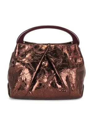 Dries Van Noten Small Resin Handle Fold And Crossbody Bag In Metallic Copper