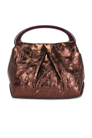 Dries Van Noten Small Resin Handle Fold And Crossbody Bag In Metallic Copper