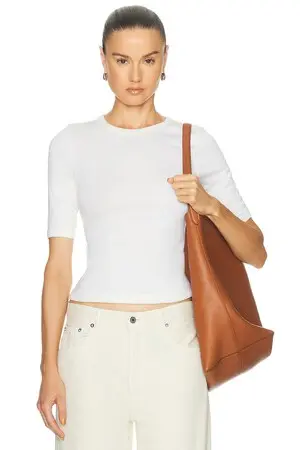 Enza Costa Supima Cotton Classic Half Sleeve Tee - Cloud