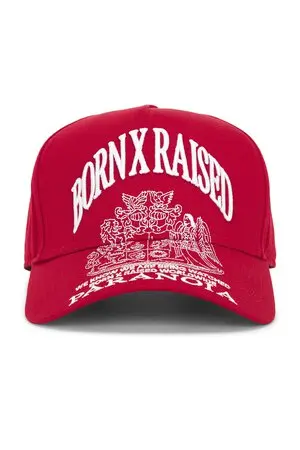 BORN X RAISED Paranoia Crest Baseball Cap - Cardinal