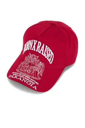 BORN X RAISED Paranoia Crest Baseball Cap - Cardinal