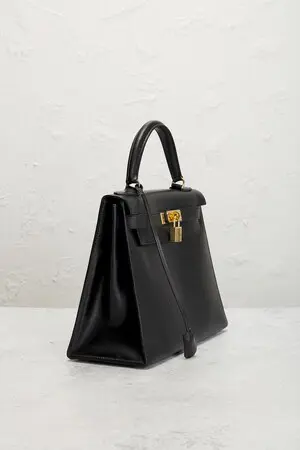 Hermès 1976 Box Kelly 28 Handbag In Black