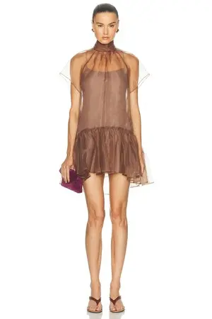 Simkhai Beaux Tiered Mini Dress In Brown