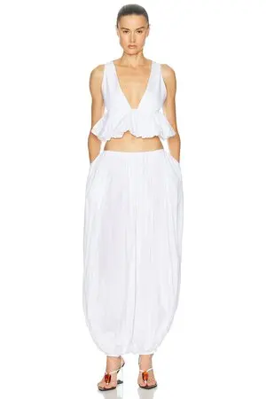 Alaïa Openwork Crop Top - Blanc