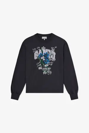 GANNI Long-sleeve T-shirt With Flowers - Mixed