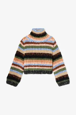 GANNI Printed Jersey Turtleneck - Mixed