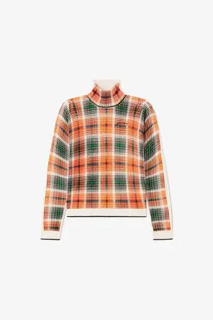 GANNI Printed Jersey Turtleneck - Orange