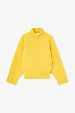 GANNI Printed Jersey Turtleneck - Yellow
