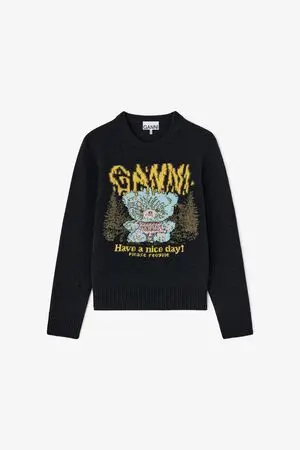 GANNI Sweater With Forest Teddy - Mixed