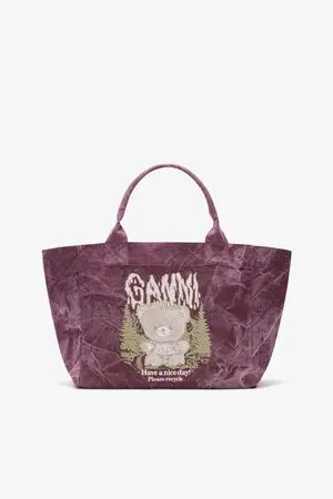 GANNI Medium Forest Teddy Tote Bag - Red
