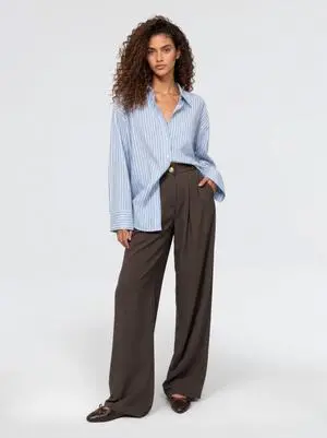MONLICIA Elara High Waist Pleated Pants - Brown