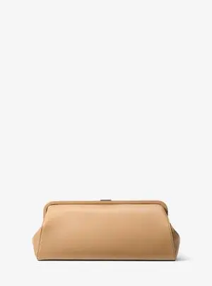 Michael Kors Angelica Large Leather Frame Clutch - Natural
