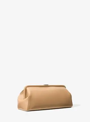 Michael Kors Angelica Large Leather Frame Clutch - Natural