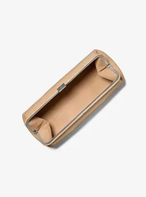 Michael Kors Angelica Large Leather Frame Clutch - Natural
