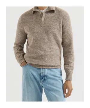 Brunello Cucinelli Alpaca, Cashmere And Wool Knit Polo