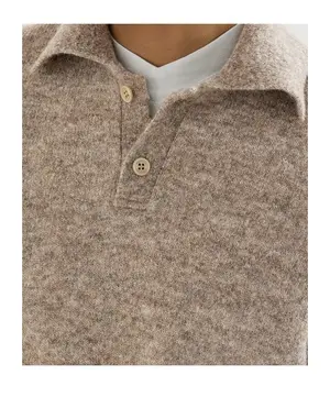 Brunello Cucinelli Alpaca, Cashmere And Wool Knit Polo