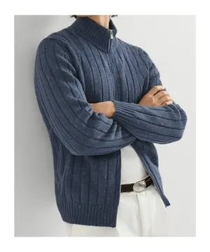 Brunello Cucinelli Cashmere Ribbed Cardigan With Zip