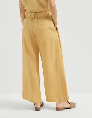 Brunello Cucinelli Linen Trousers With Drawstring And Monili