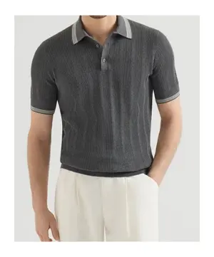 Brunello Cucinelli Cotton Textured Rib-knit Polo